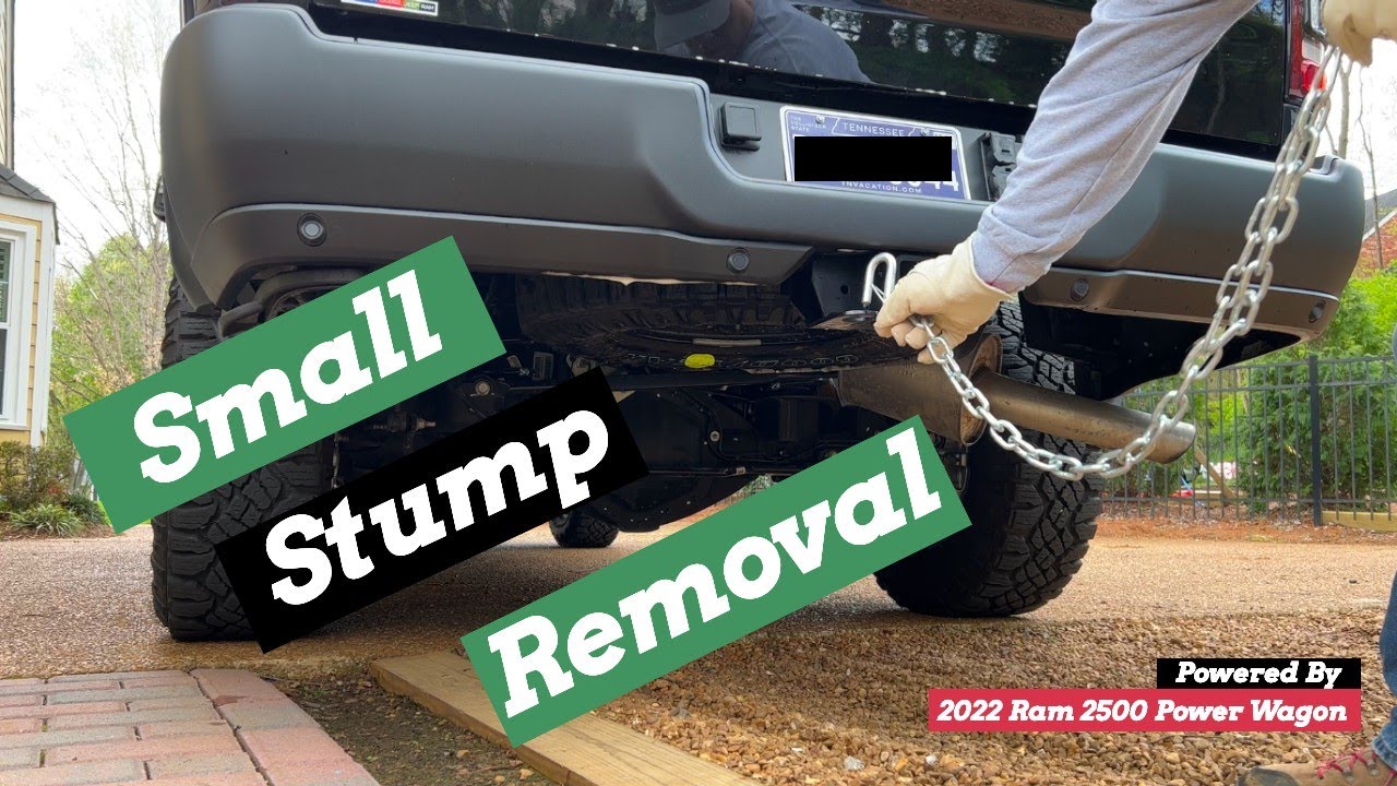 Using My Ram 2500 Power Wagon for Stump and Shrub Removal \\ Hill ...