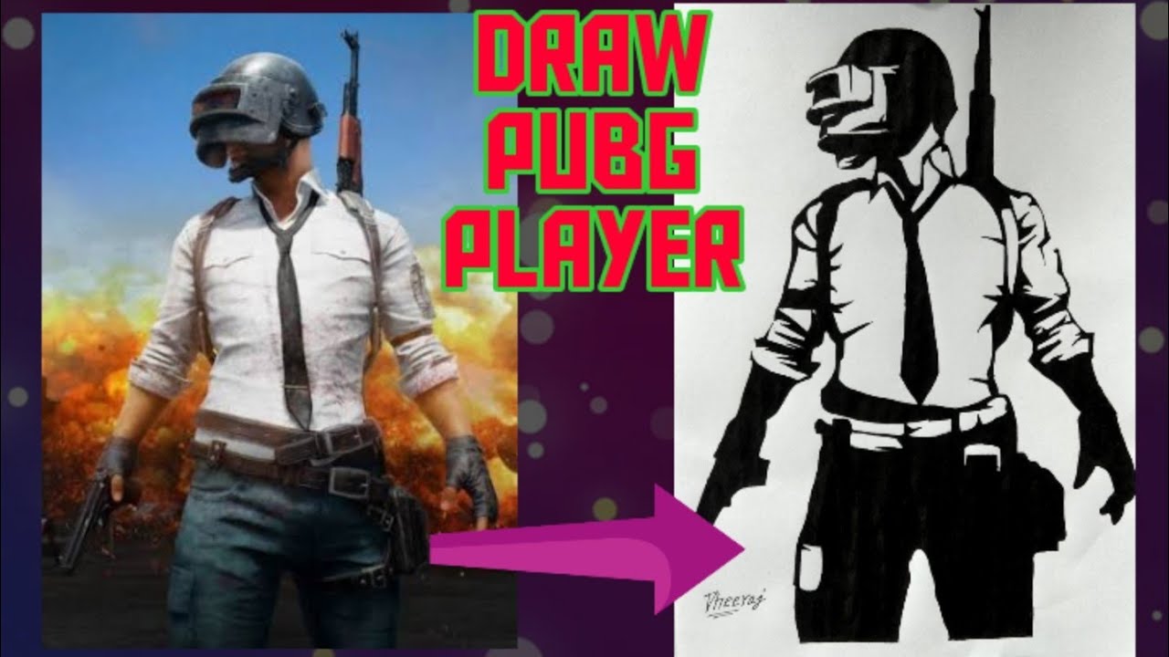 How to draw PUBG player | Stencil art of PUBG player | PUBG drawing ...