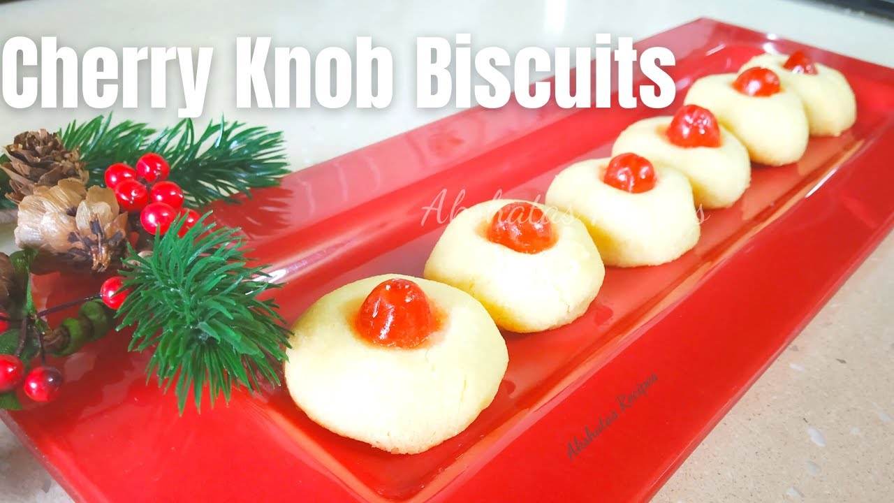Cherry Knob Christmas Biscuits|Eggless Christmas cookies - YouTube