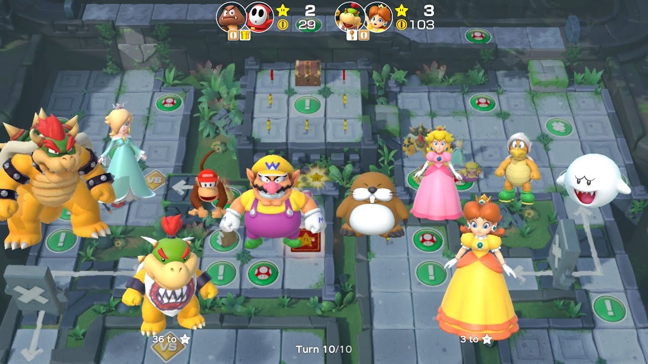 Super Mario Party Partner Party #2037 Domino Ruins Bowser Jr & Daisy vs ...