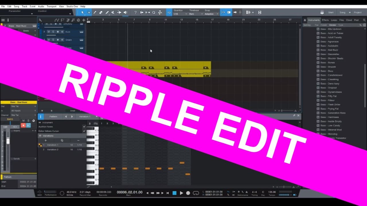 STUDIO ONE 4 | HOW TO USE THE RIPPLE EDIT MODE - YouTube