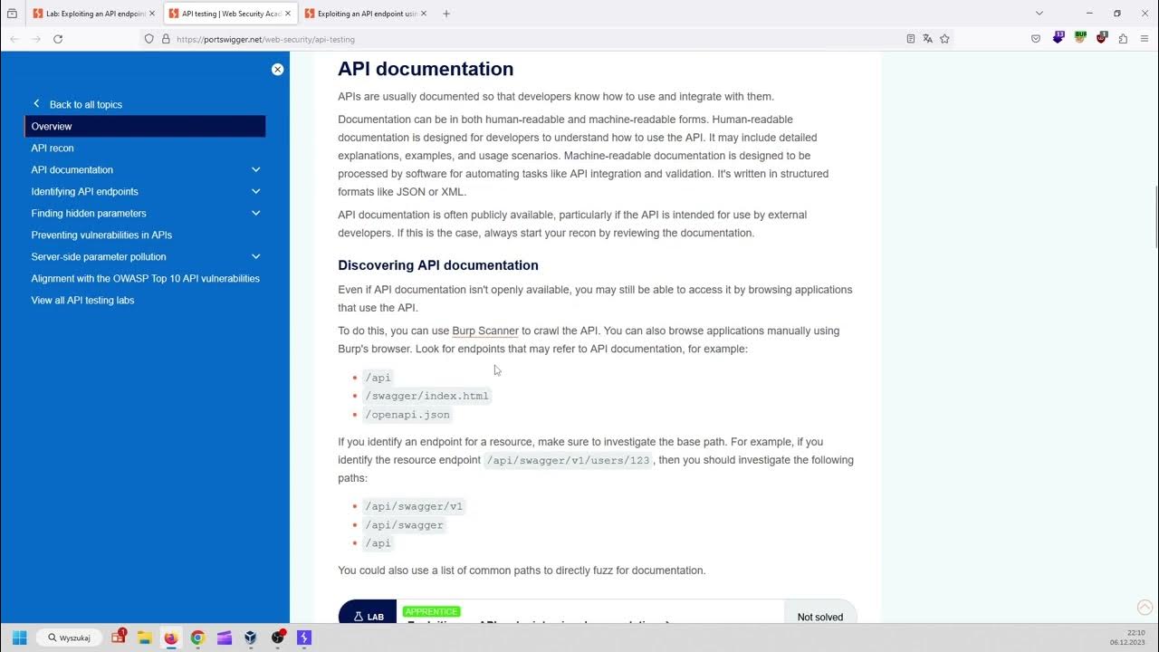 Web Security Academy 149 Lab Exploiting An Api Endpoint Using Documentation Youtube