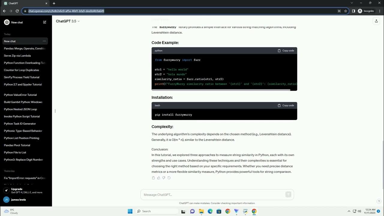 Python string similarity with complexity - YouTube