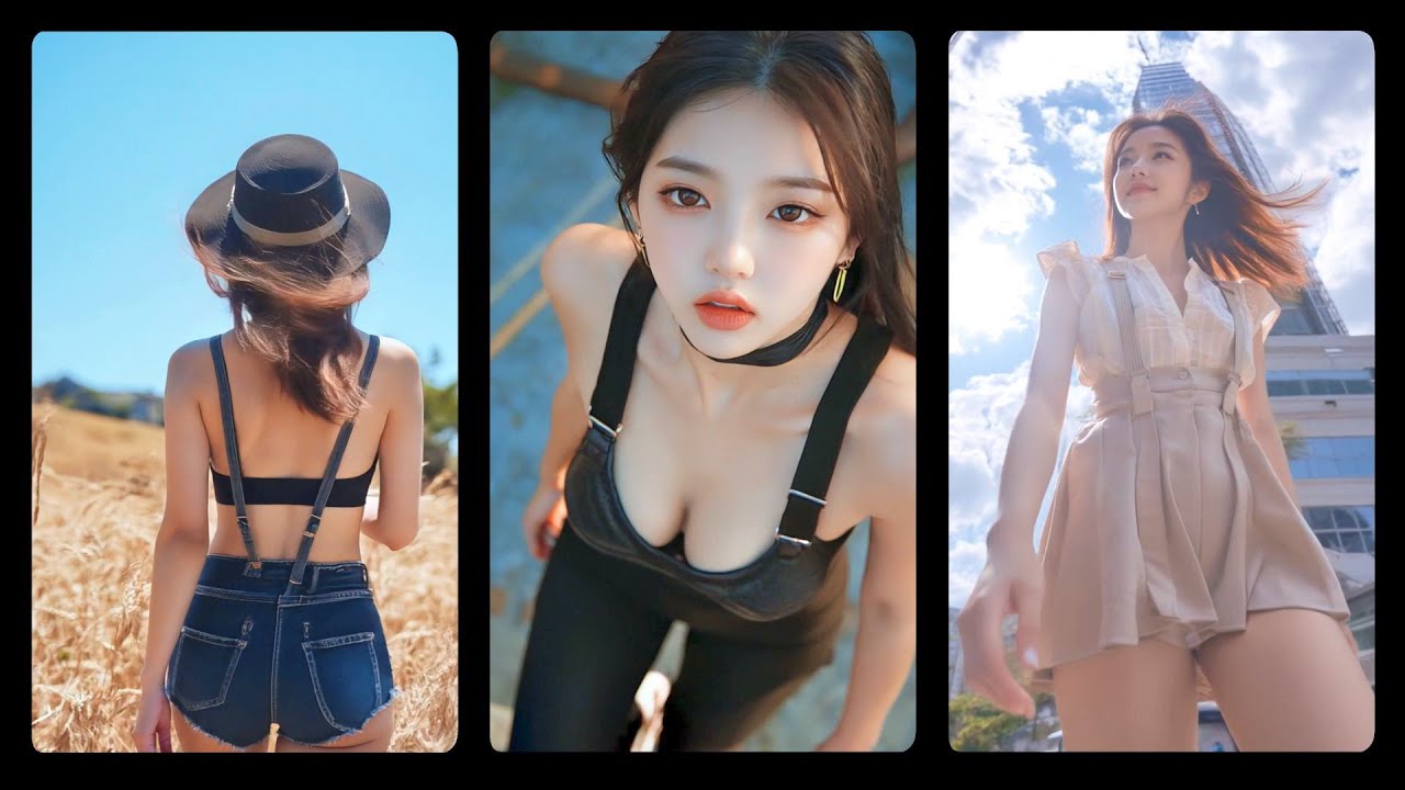 "멜빵 하나로 사랑스러움 + 힙한 무드까지" ,"One Overall, Two Vibes: Sweet & Hip!" #ai룩북 #멜빵 #ailookbook #aigirl # ...