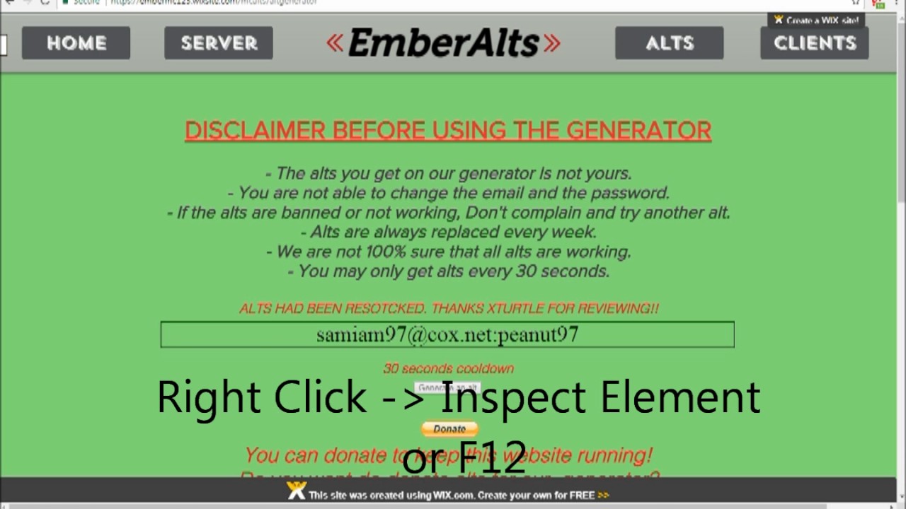 How to get alts faster in https://embermc123.wixsite.com/mcalts ...