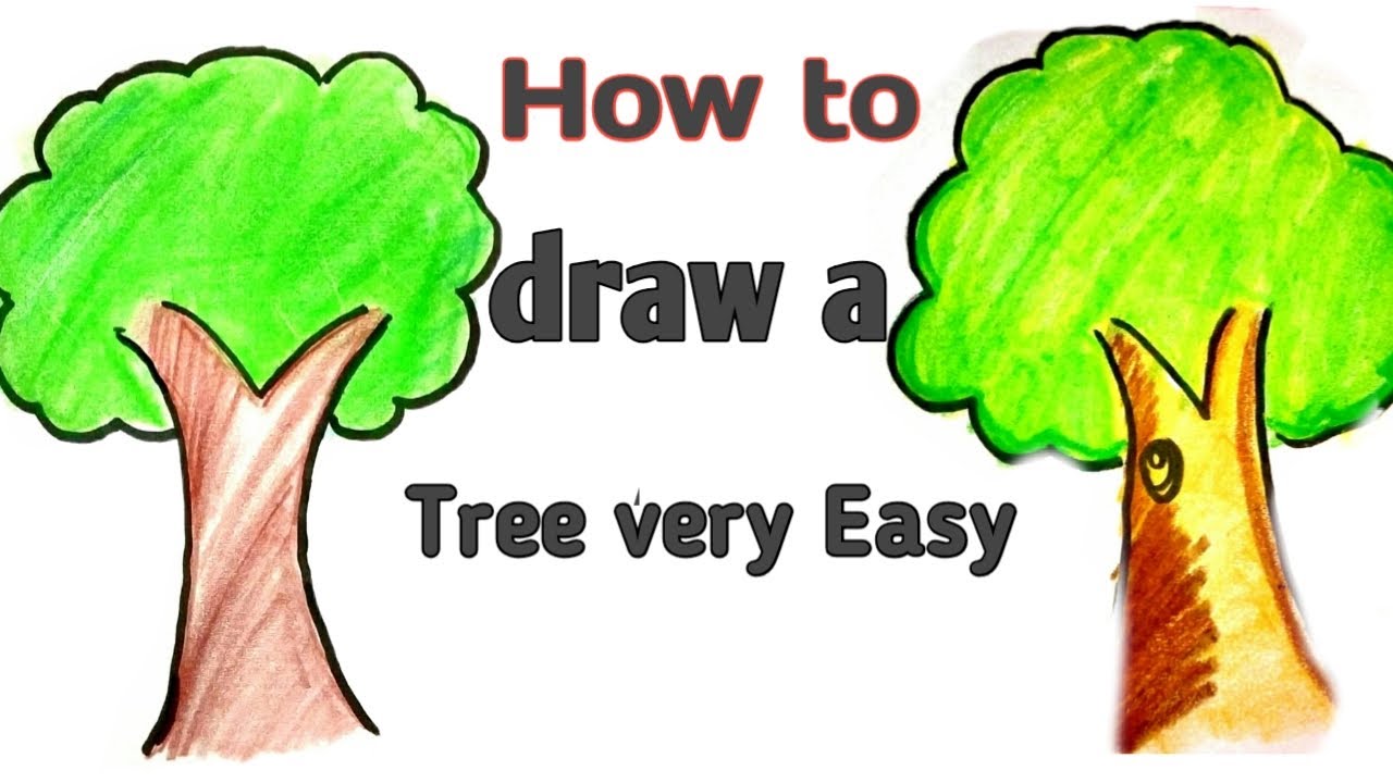 How to draw a tree for kids | simple tree drawing - YouTube