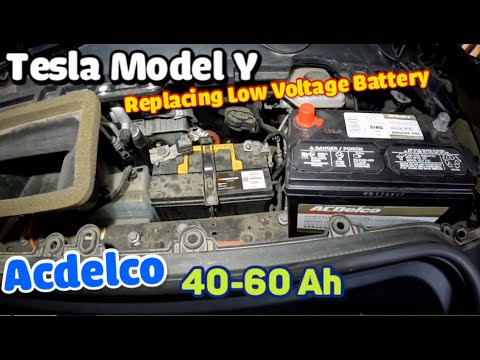 Tesla Model Y installing 12V Battery AcDelco 40-60 Ah - YouTube