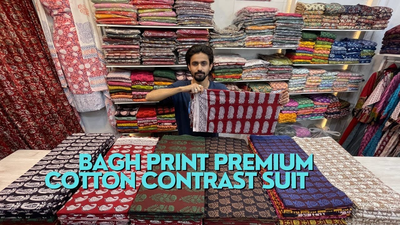 Bagh print premium cotton contrast suit - YouTube