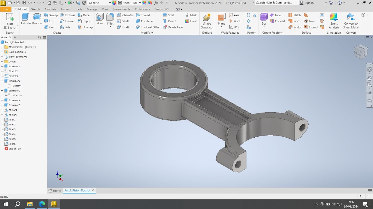 Inventor Tutorial V6 Engine : Piston Rod [Part 1] - YouTube