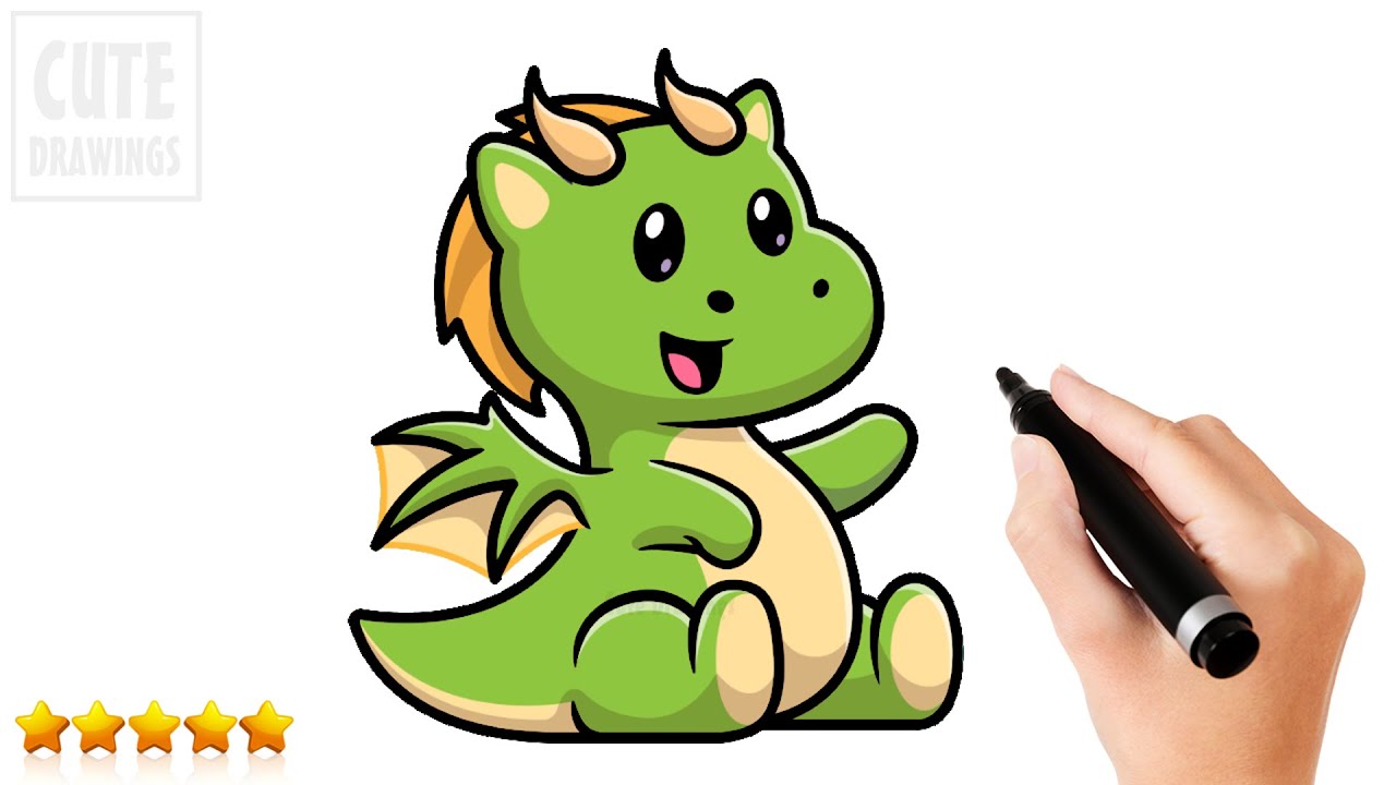( ⩊ ) HOW TO DRAW A CUTE BABY DRAGON EASY AND STEP BY STEP ⋆｡ﾟ☁︎｡⋆｡ ﾟ ...