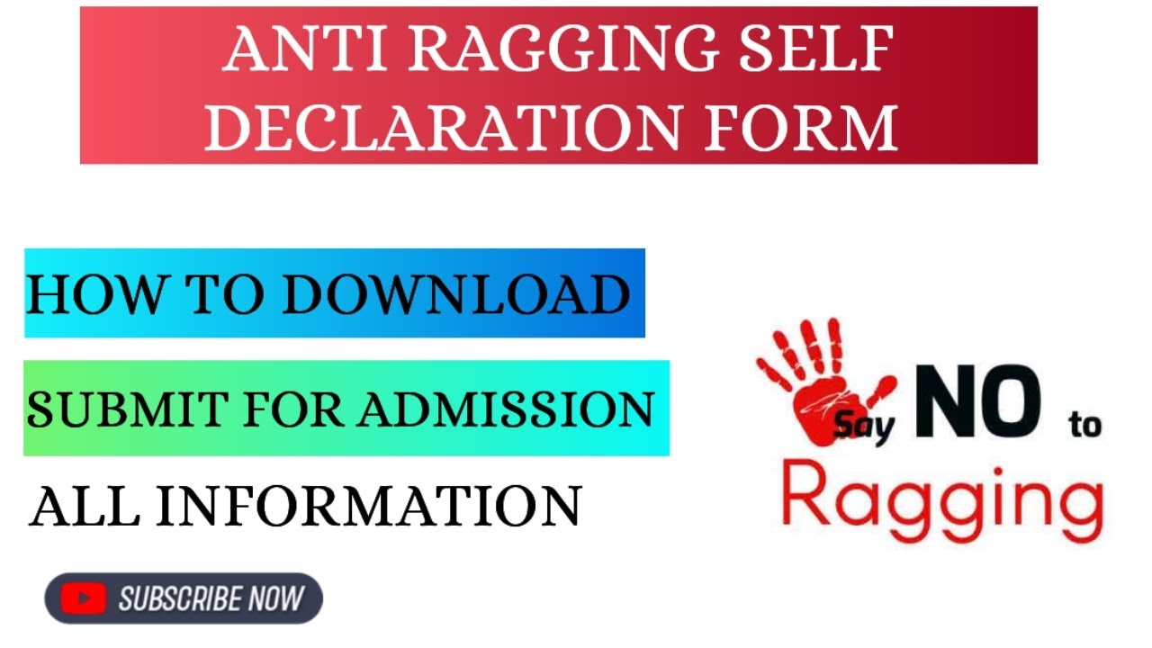 anti-ragging self declaration form kya hai | admission time pe submit ...