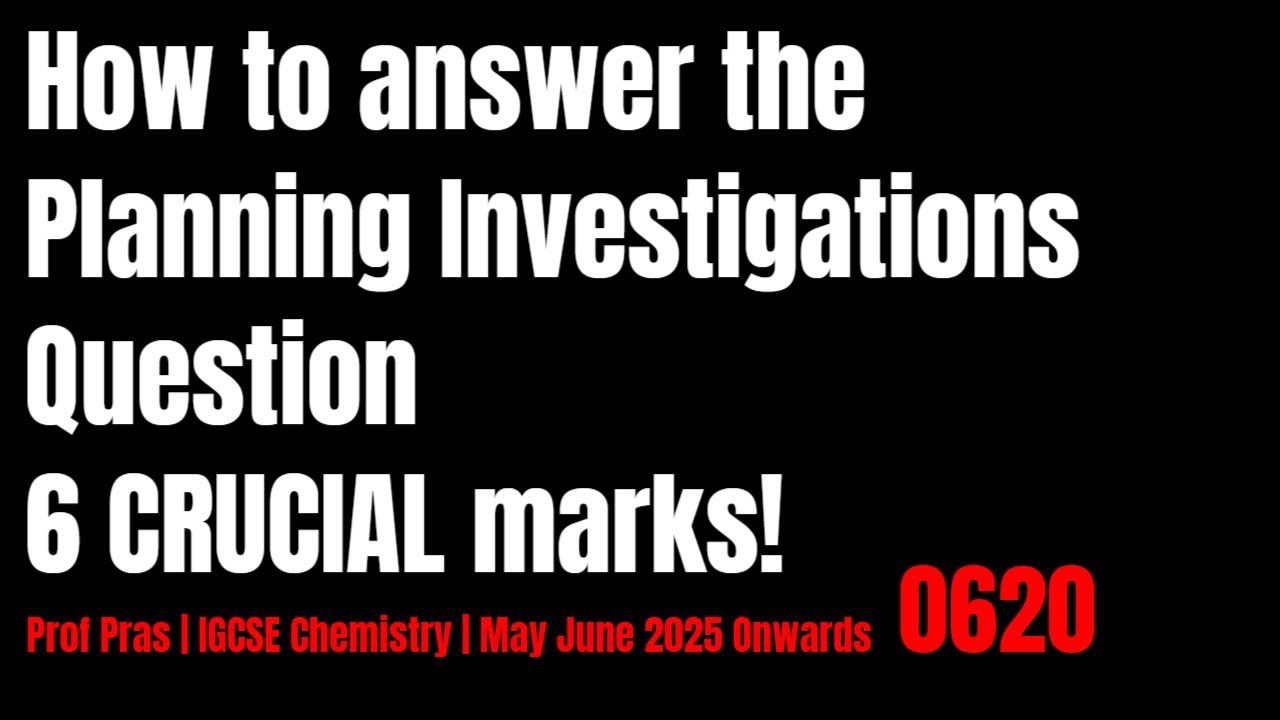 IGCSE Chemistry : How to answer the Planning Investigations Question ...