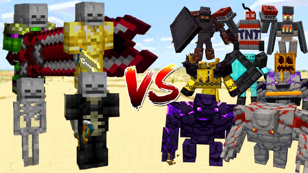 Skeleton Team VS Golem Team in Minecraft - YouTube
