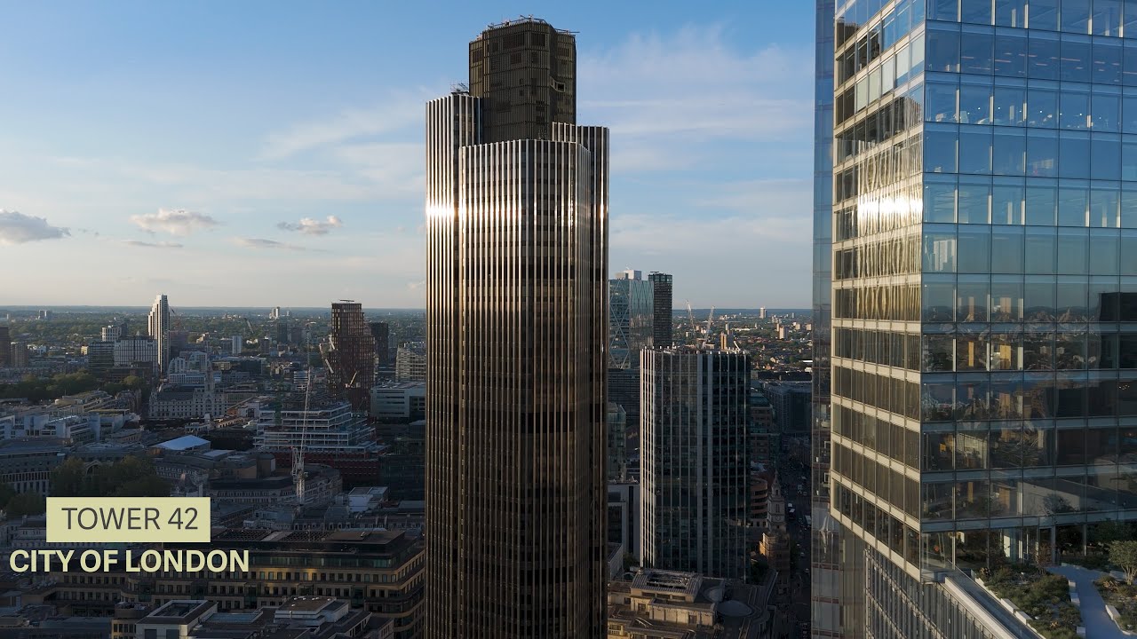 Tower 42, London's first modern Skyscraper Aerial View | 4K Ultra HD ...
