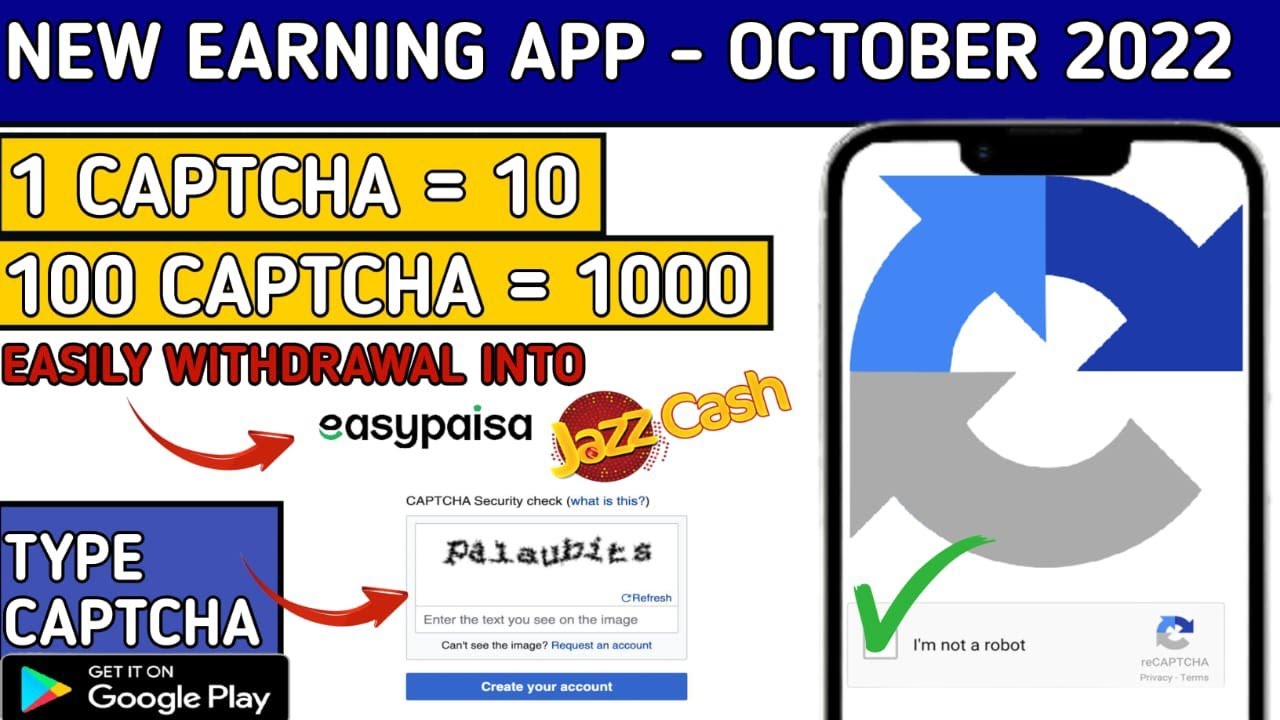Captcha Earning App withdraw jazzcash Easypaisa and Crypto | Earn ...