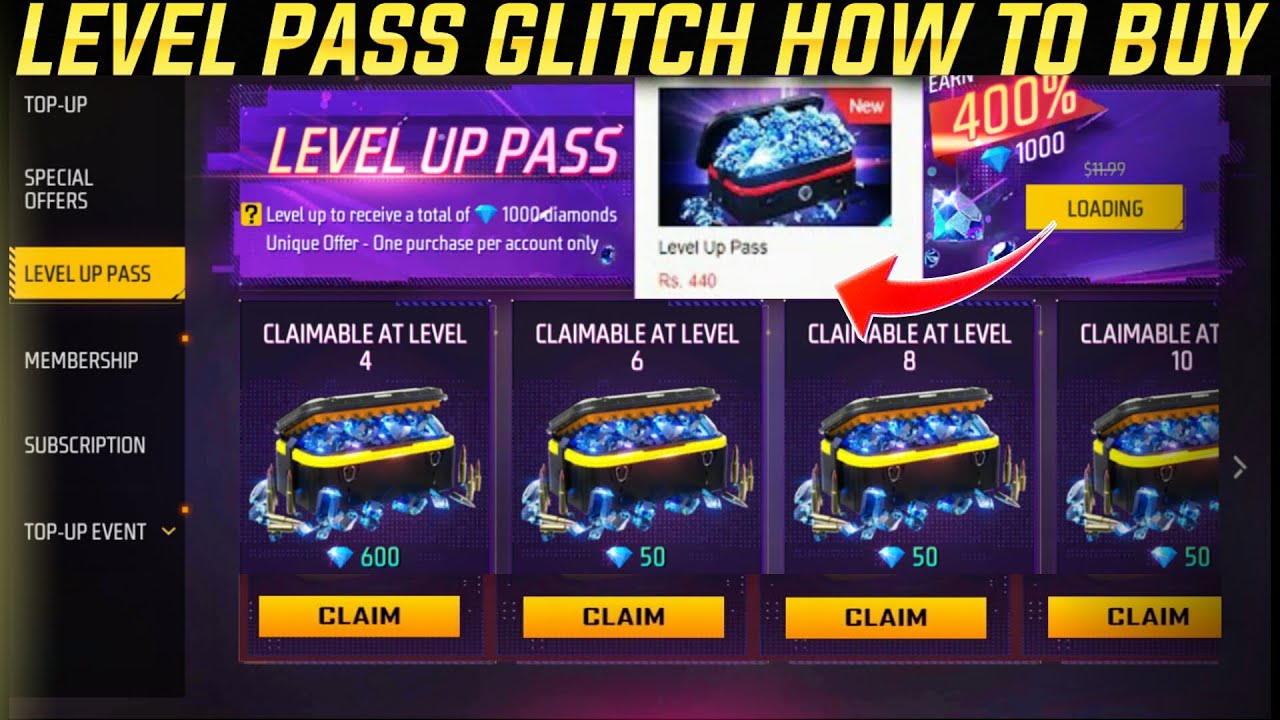 Level Up Pass Glitch | How To Buy Level Pass | Top Up Level Up Pass In ...