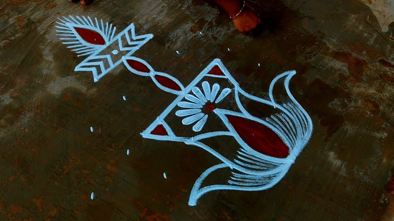 Tamil puthandu kuthu vilakku kolam🌹Chithirai 1 Rangoli kolam🌹Tamil new ...