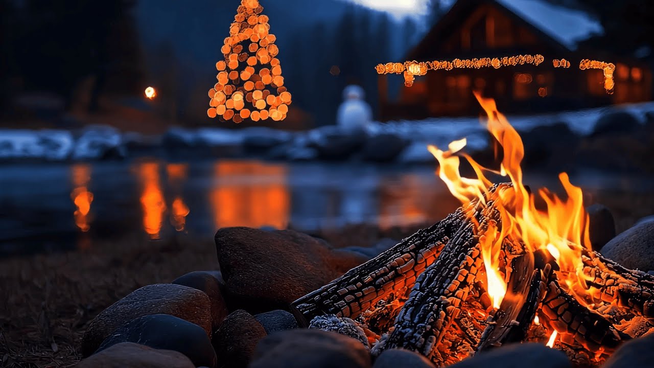 Christmas After Dark | Cozy Campfire Sounds in a Snowy Forest - YouTube