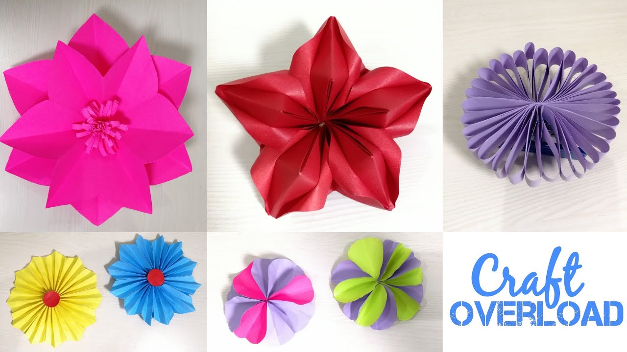 5 Easy Paper Flower Folding - YouTube
