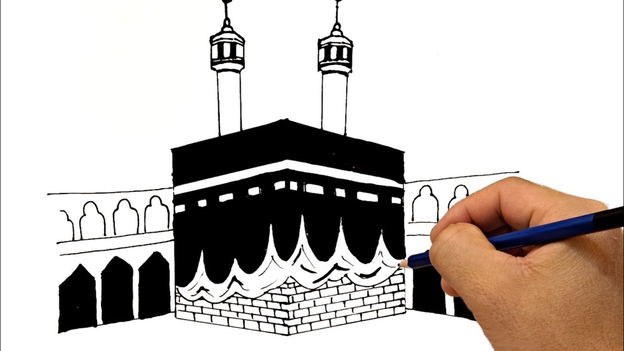how to draw Kaaba easy step by step || Makkah drawing 🕋 Beginners - YouTube