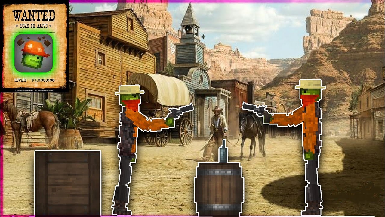 Cowboy mod Melon Playground Wild West gun - YouTube