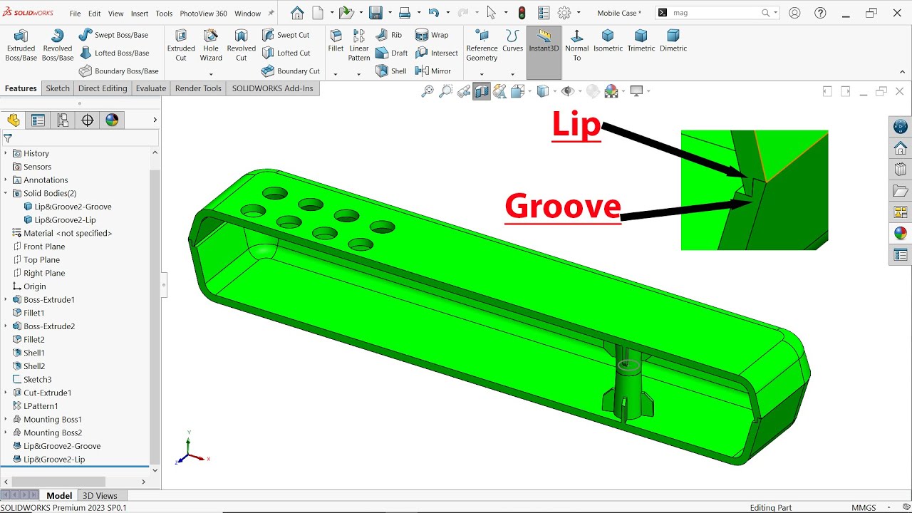 Solidworks Fastening feature Lip and Groove - YouTube