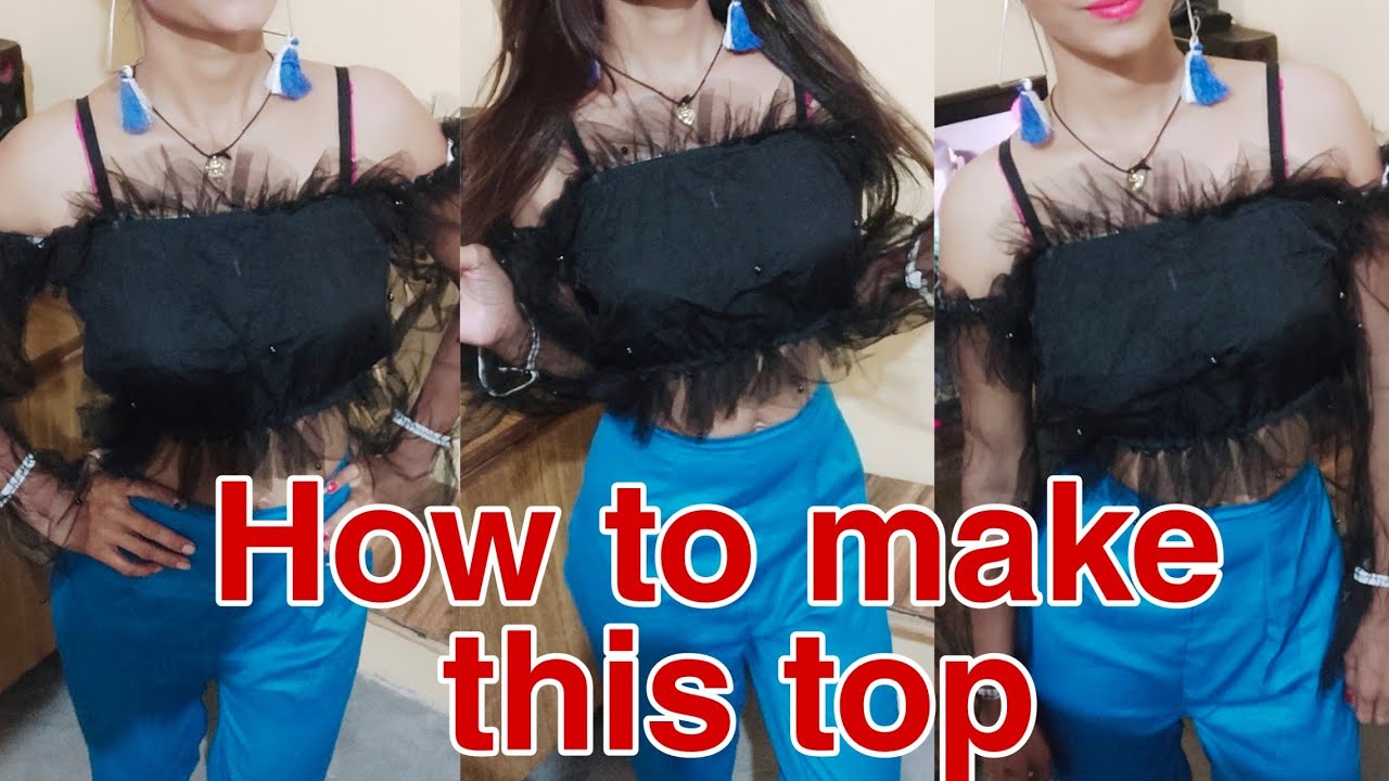 how to make ruffle top at home | crop top | how to make crop top at ...