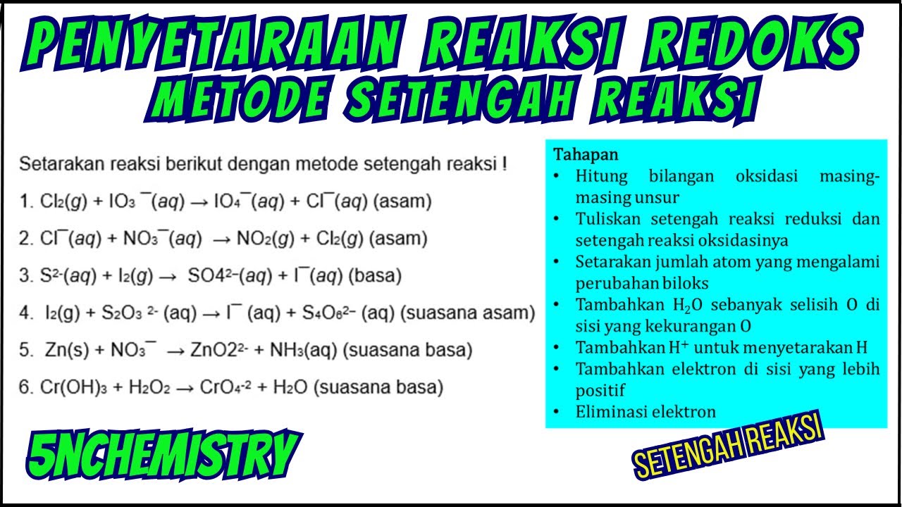 Penyetaraan Reaksi Redoks dengan Metode Setengah Reaksi || Part 3 - YouTube