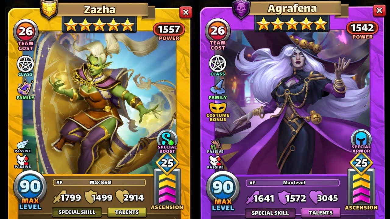 Empires & Puzzles Zazha & Agrafena Costume Old v New Light v Dark its a ...