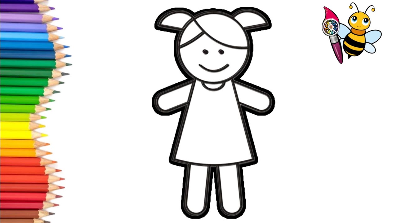 🪆How to Draw and Colour a Wooden Doll | Easy Doll Drawing for Kids ...