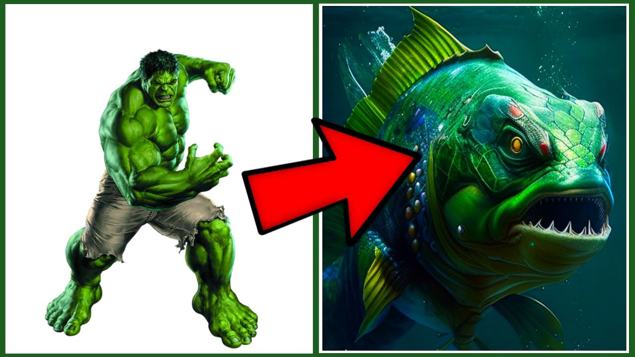 Superheroes but Fish-Heroes - Hulk, Iron Man, Superman, Spiderman - YouTube