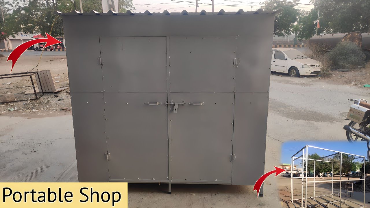 8'x8' PORTABLE SHOP making | how to make portable cabin | metal ...