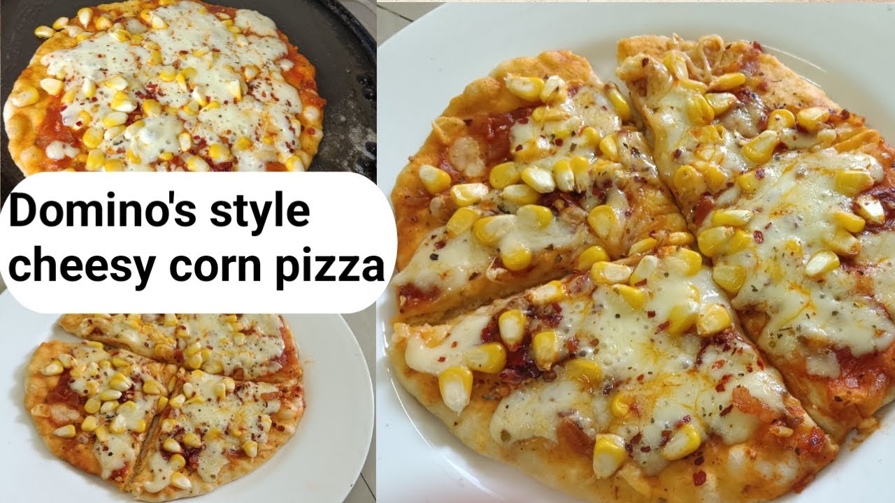 Domino's style cheesy corn pizza ghar me banaye|How to make cheesy corn ...