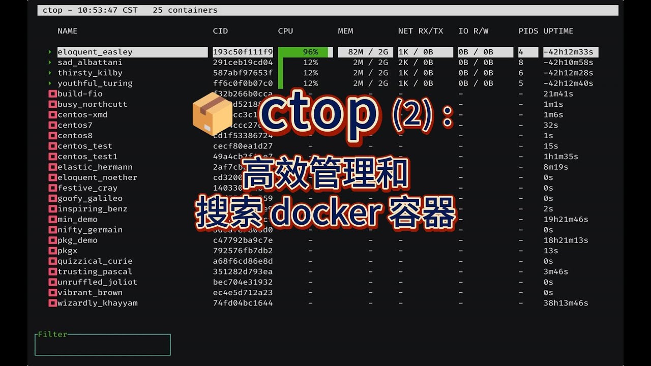 x-cmd | pkg 📦 (zh) ctop(2): 高效管理和搜索 docker 容器 - YouTube