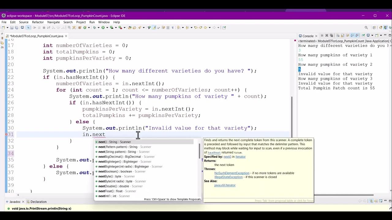 CIS171 Input Validation on Pumpkin Patch (for loop) - YouTube
