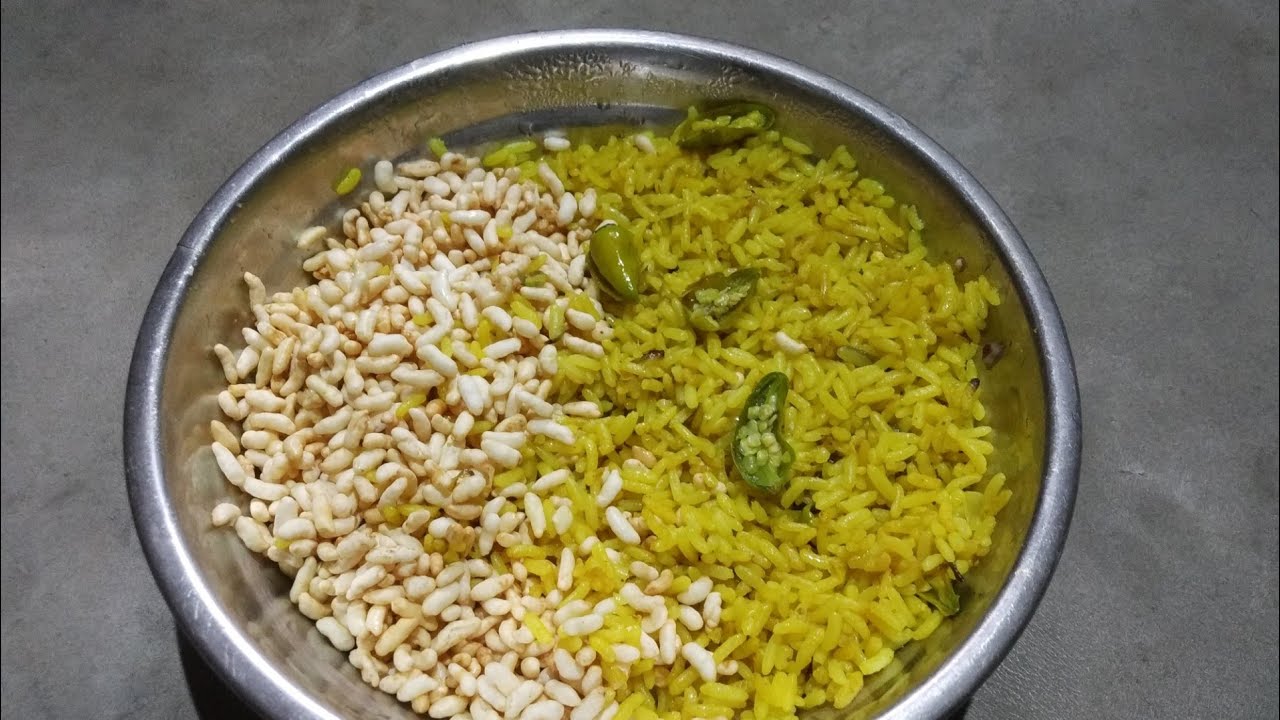 Haldi rice and Muri eating ll Indian foods eating ll Home made food ll ...