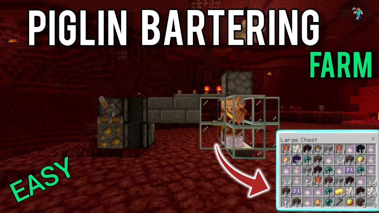 Piglin Bartering Farm For Minecraft Bedrock 1.19 - YouTube