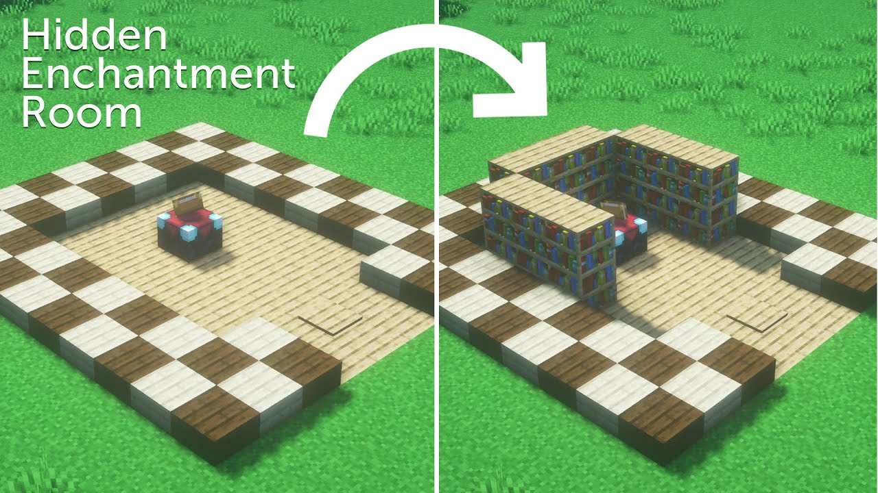 ⚒️ Minecraft Redstone Tutorial : Hidden Enchantment Room 📚 | Automatic Hidden Enchantment Room 📚 ...