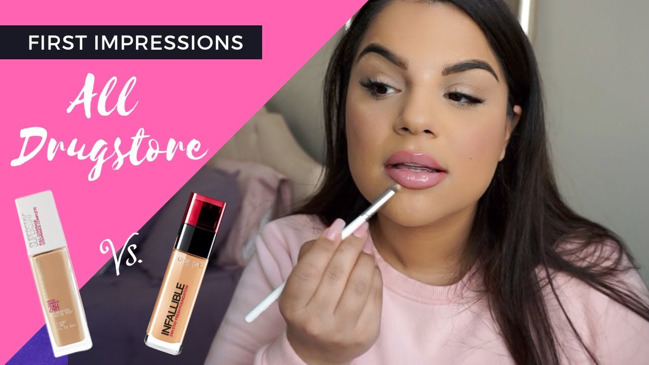 First Impressions: Maybelline SuperStay Vs. L'Oreal Infallible - YouTube