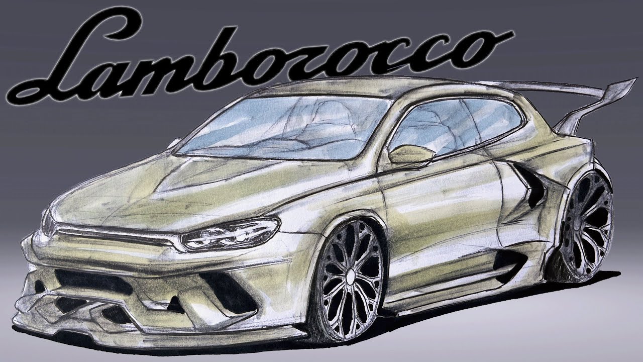 Car Drawing - Lamborocco - Custom Widebody - Time Lapse - YouTube