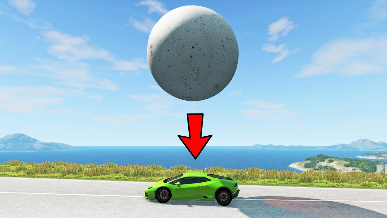 Giant Ball falls on Cars - Beamng Drive - YouTube