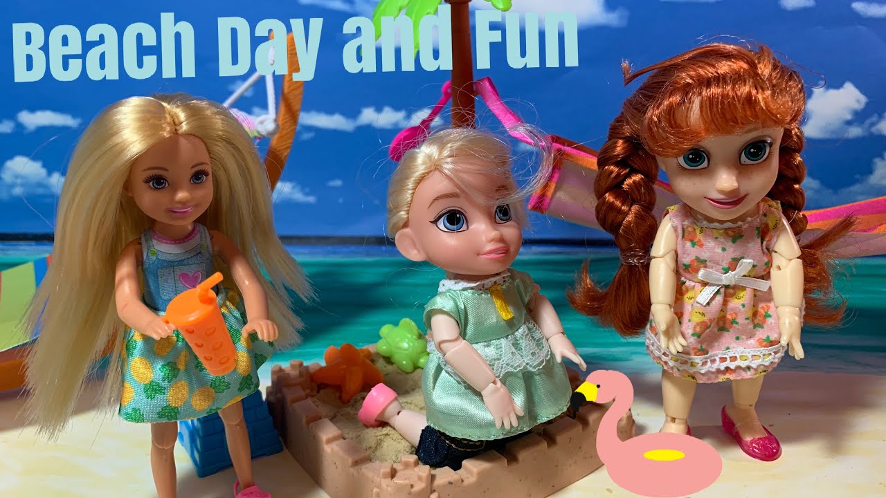 Frozen Elsa and Anna Toddlers Fun Day At The Beach 🏖 With Barbie And ...