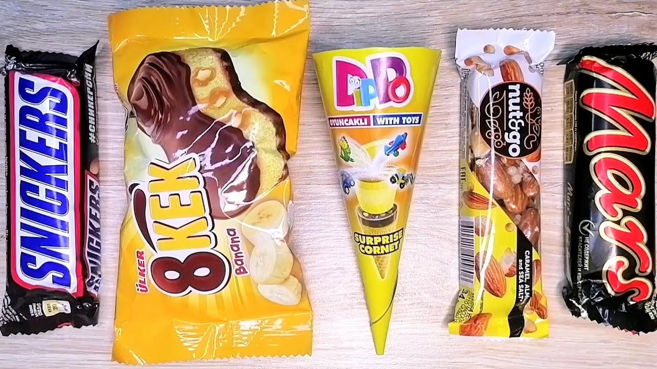 Satisfying Video | ASMR | Unpacking Candy Bars and Surprise Cornet ...