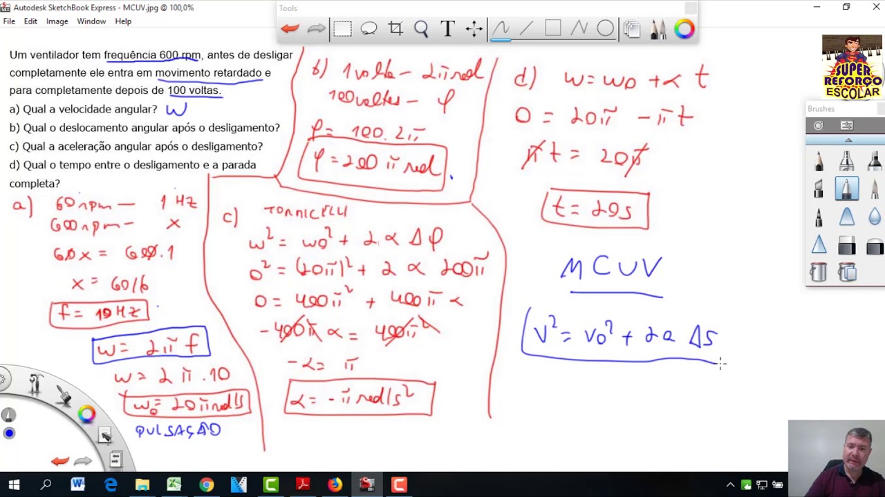 Física MCUV- Movimento Circular Uniformemente Variado- Exercício - YouTube