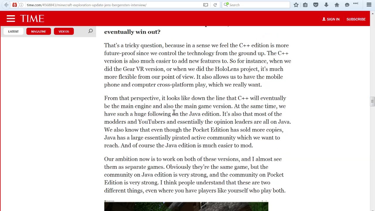 The Future Of Java Minecraft (Time Magazine Interview With Jeb) - YouTube