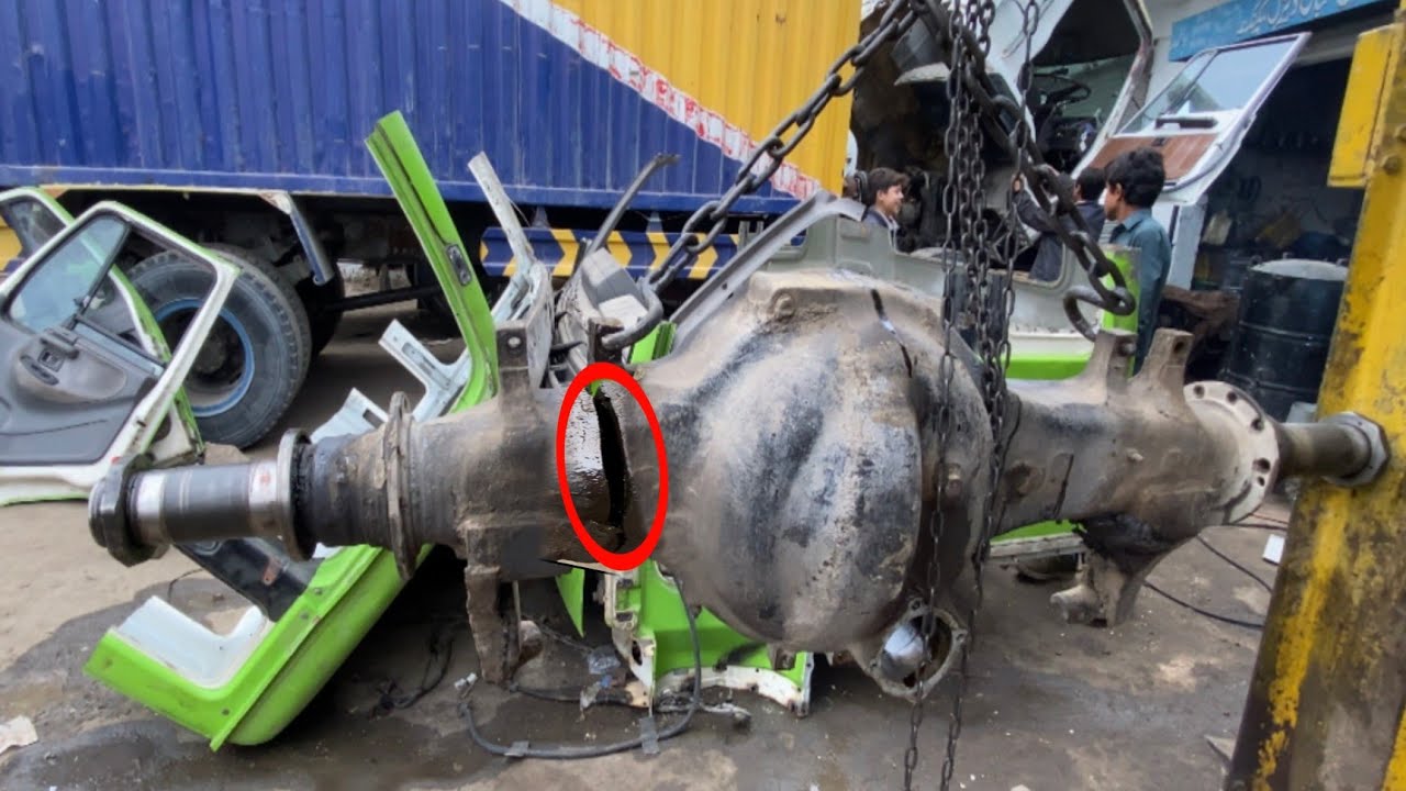 Hino Rear Wheel Axle Housing Broken Due To Overload | At Local workshop ...