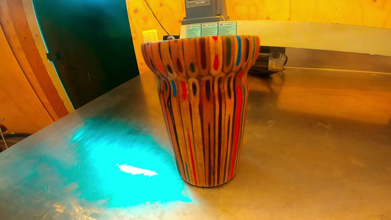 Woodturning my first try out of colored pencils and epoxy. - YouTube