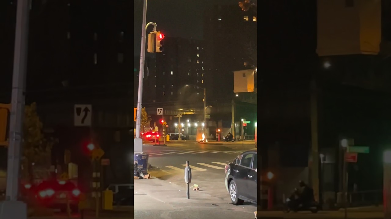 Lamppost on fire at Dyckman St. 1 Train Station (Dyckman St. and Nagle ...