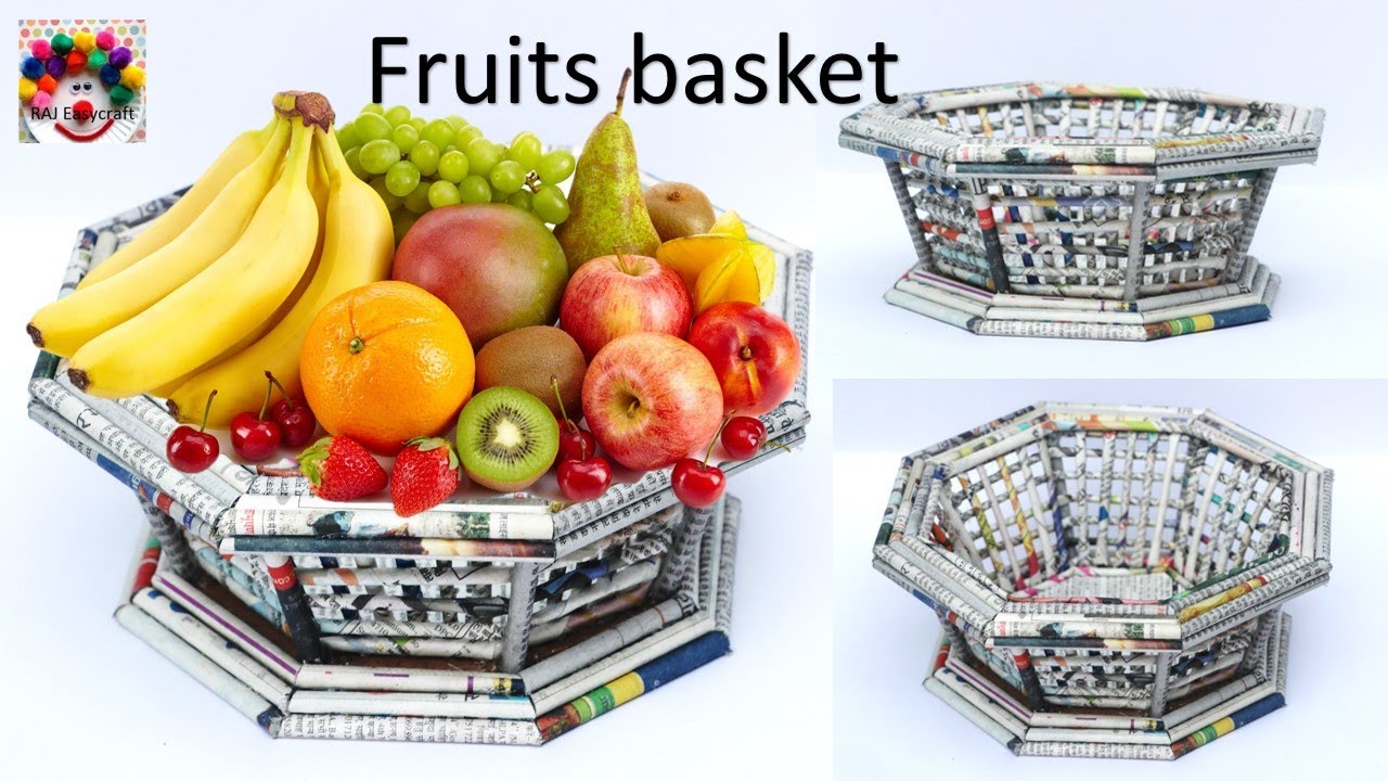 waste newspaper fruit basket || best out of waste newspaper| raj easy ...