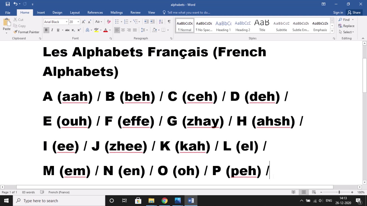 Alphabets In French
